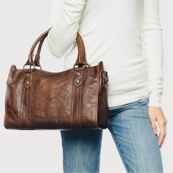 Frye | Bags | Frye Melissa Brown Distressed Leather Satchel Crossbody ...